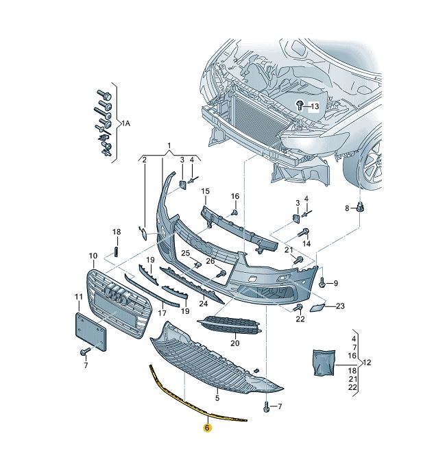 4G0807110 Спойлер переднего бампера спойлер юбка AUDI A6 C7 купить в ...