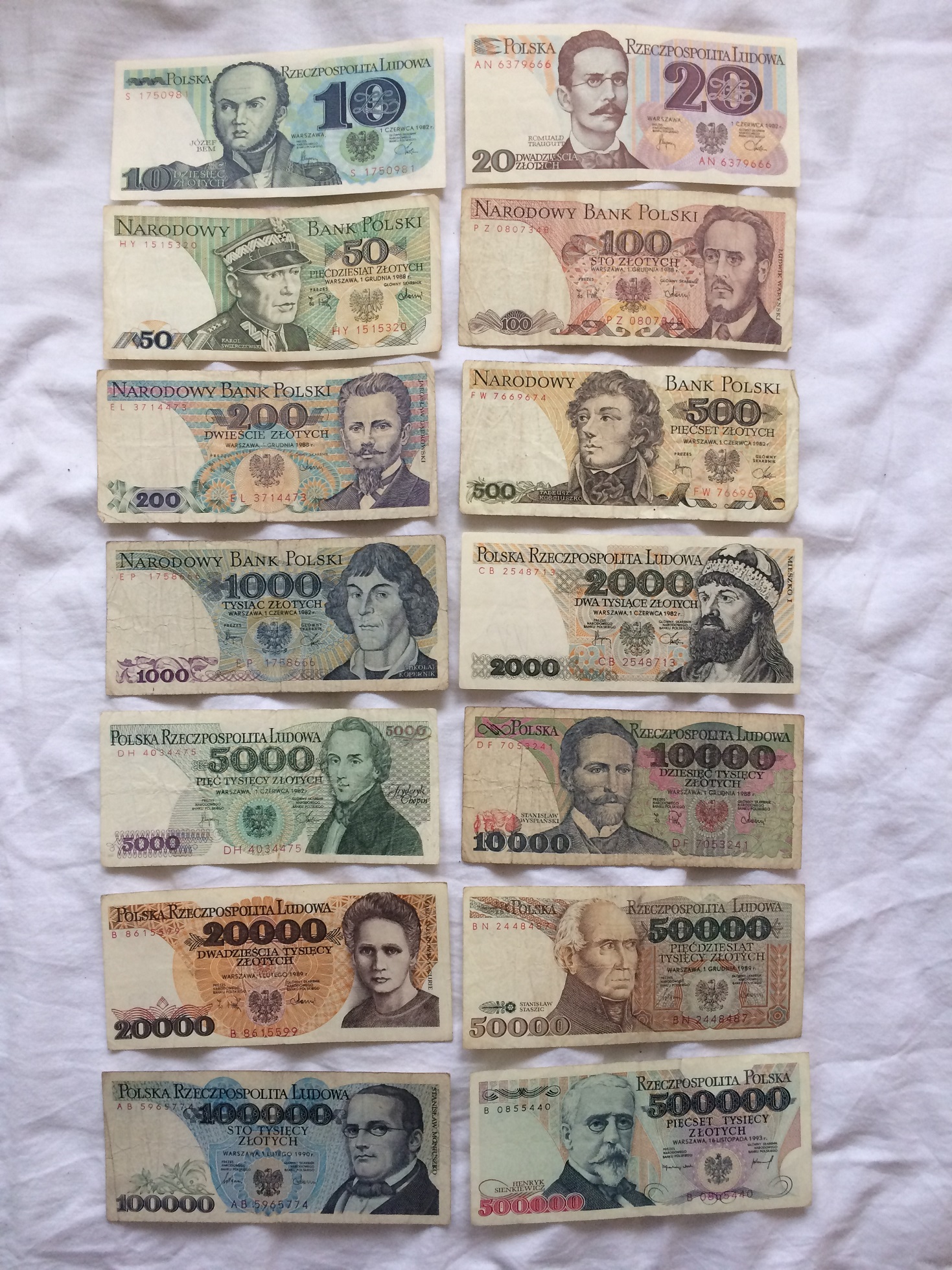 BANKNOTY PRL - KOMPLET OD 10 ZŁ DO 500000 ZŁ !!! - 7269165153 ...