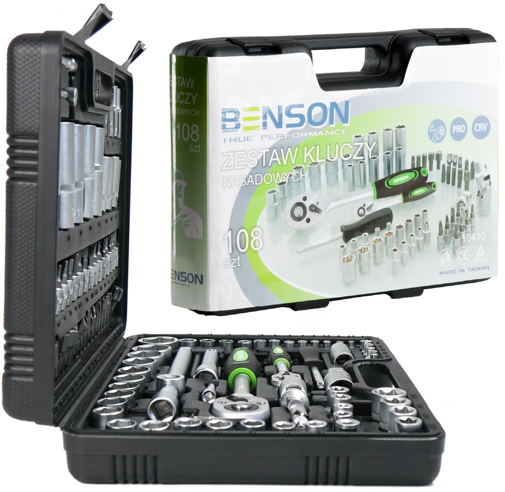 KLUCZE NASADOWE WALIZKA BENSON ZESTAW KLUCZY 108el - 7224390739 - oficjalne archiwum Allegro