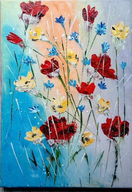 obraz kwiaty akryl abstrakcja - 7582722738 - oficjalne archiwum Allegro