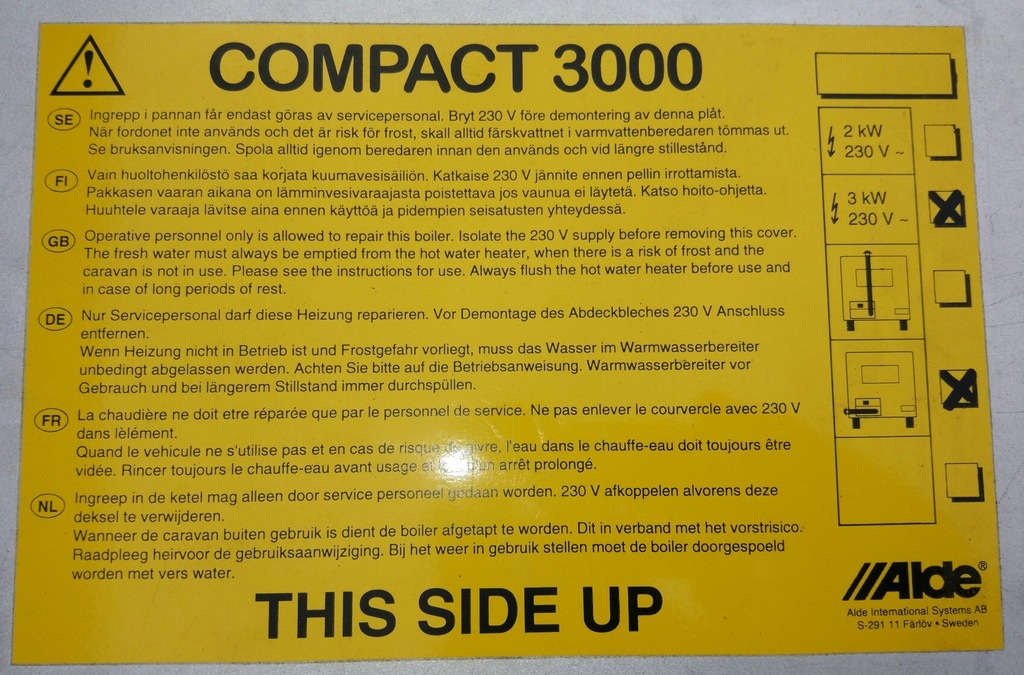ALDE Compact 3000 ogrzewanie bojler camper przycze - 7097810856 ...