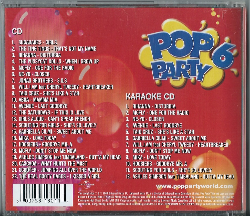 Pop Party 6 CD + CD Karaoke - 7448090304 - oficjalne archiwum Allegro