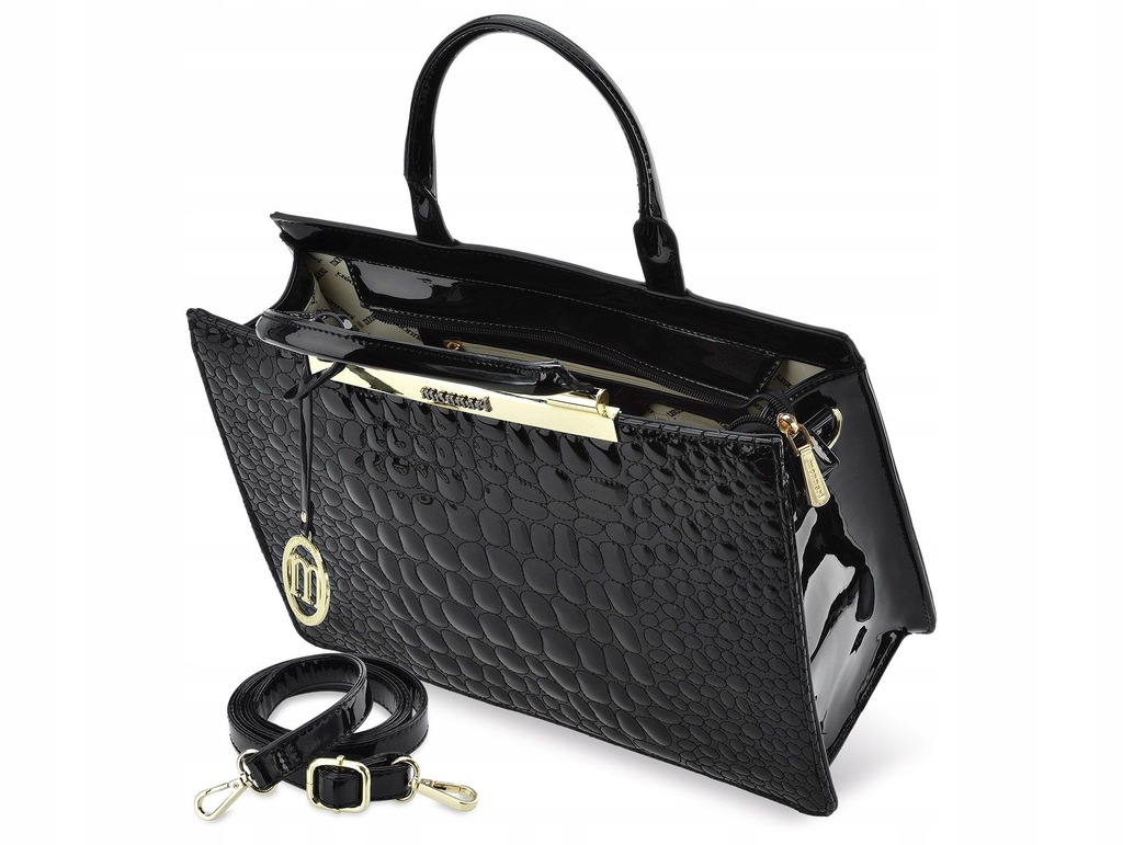 TOREBKA DAMSKA MONNARI LAKIEROWANA SZTYWNA AKTÓWKA - 7555146306 - oficjalne archiwum Allegro