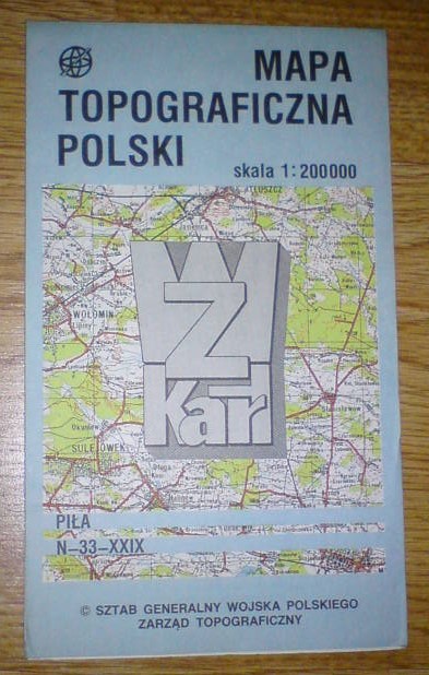 PIŁA mapa topograficzna 1:200000 WZKart. 1993 r. - 7004017104 ...