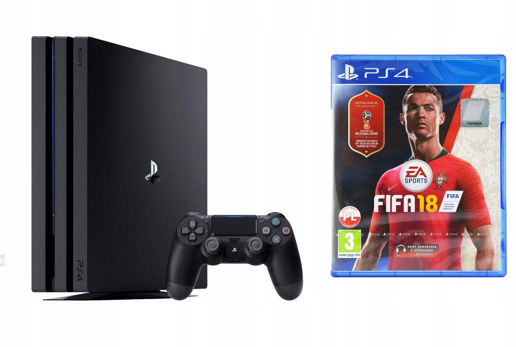 KONSOLA SONY PLAYSTATION 4 PRO 1TB 4K + FIFA 18 - 7404762454 - oficjalne archiwum Allegro