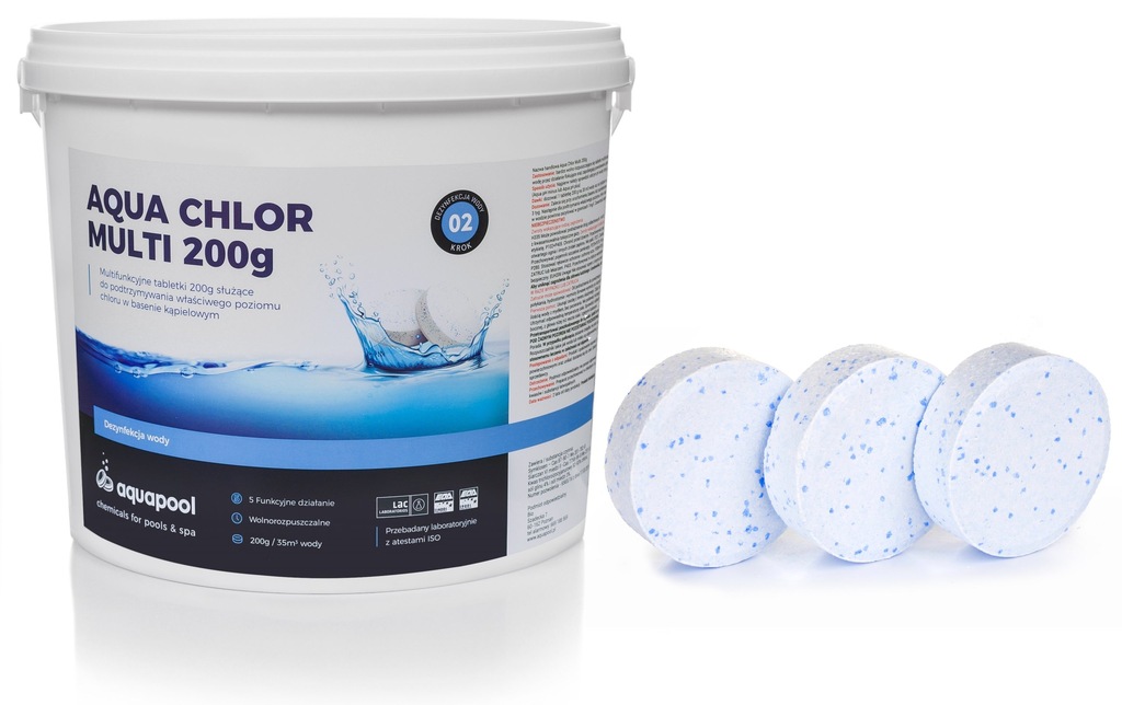 CHLOR MULTI TABLETKI 200g 5kg basen chemia NOWOŚĆ - 7149811924 ...